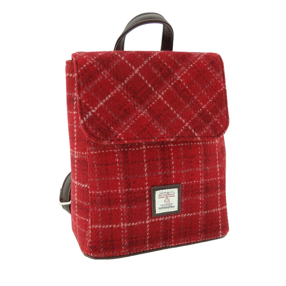 Premium Harris Tweed Mini Backpack Scottish Heritage Style, Wool Outer ...