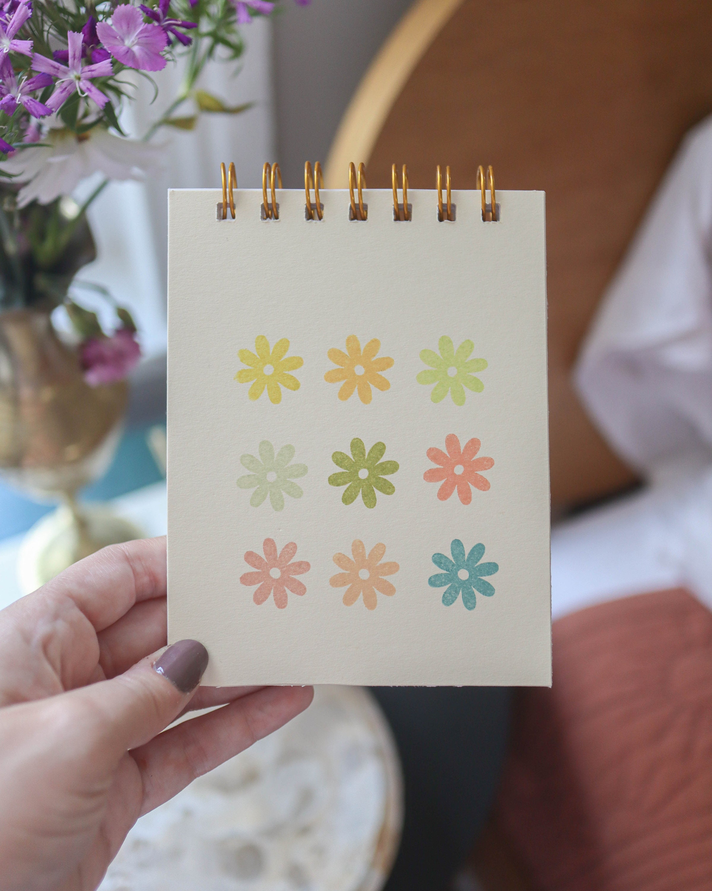Floral Mini Jotter Notebook- Retro & Minimalist | Journal | Pocket ...