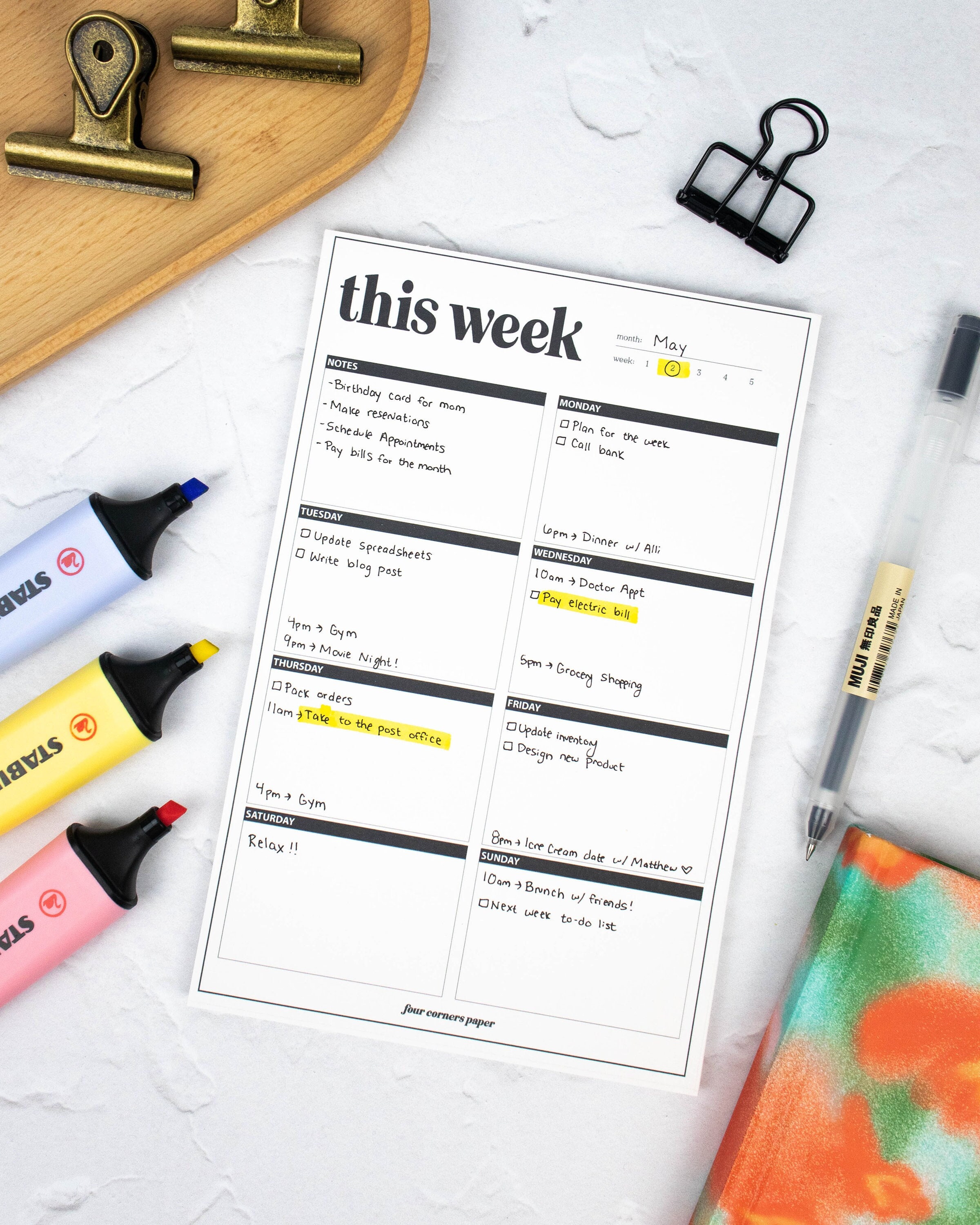Weekly Planner Notepad Organizer - Tear off Sheets, Scheduler ...
