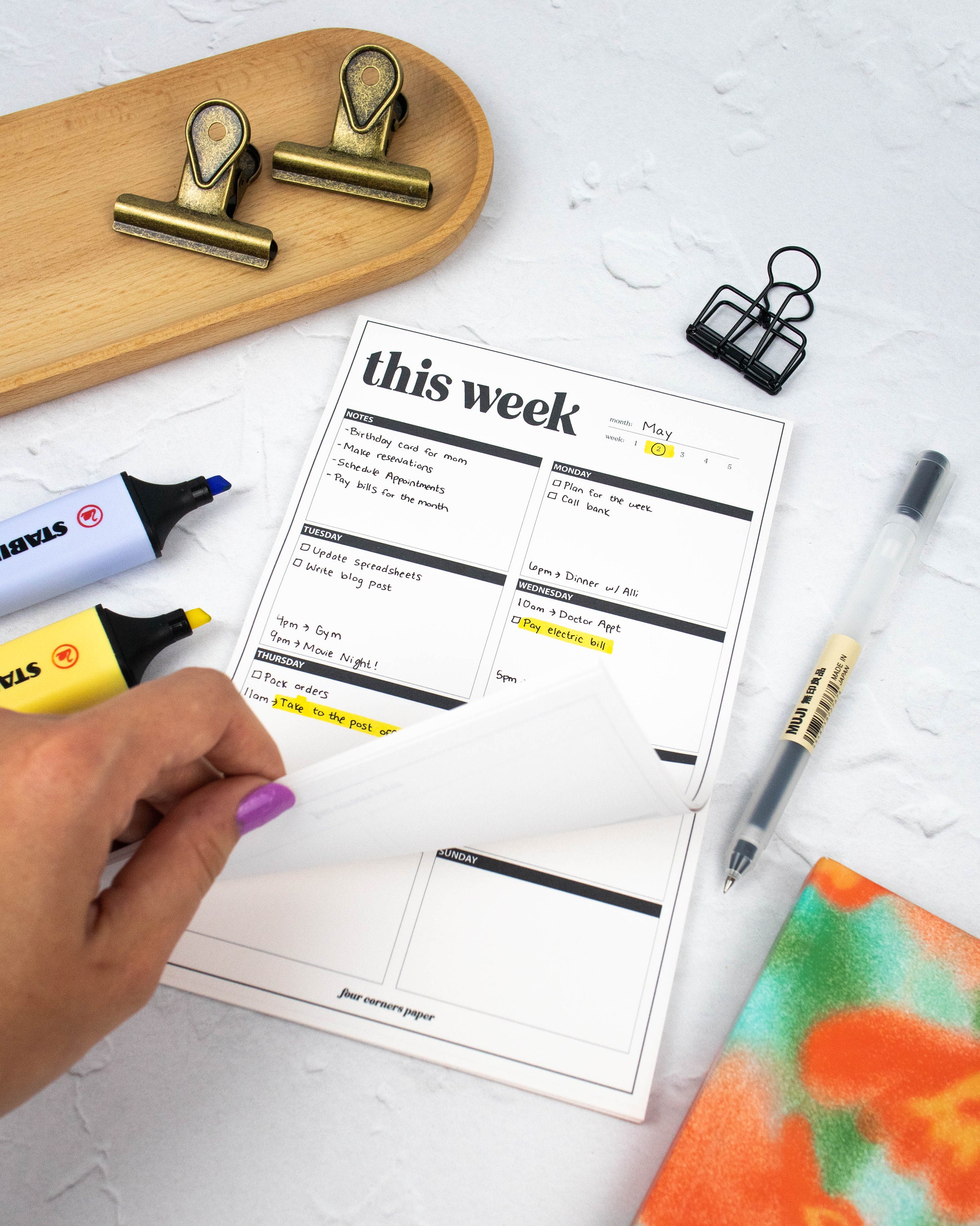 Weekly Planner Notepad Organizer Tear off Sheets, Scheduler, Minimalist ...