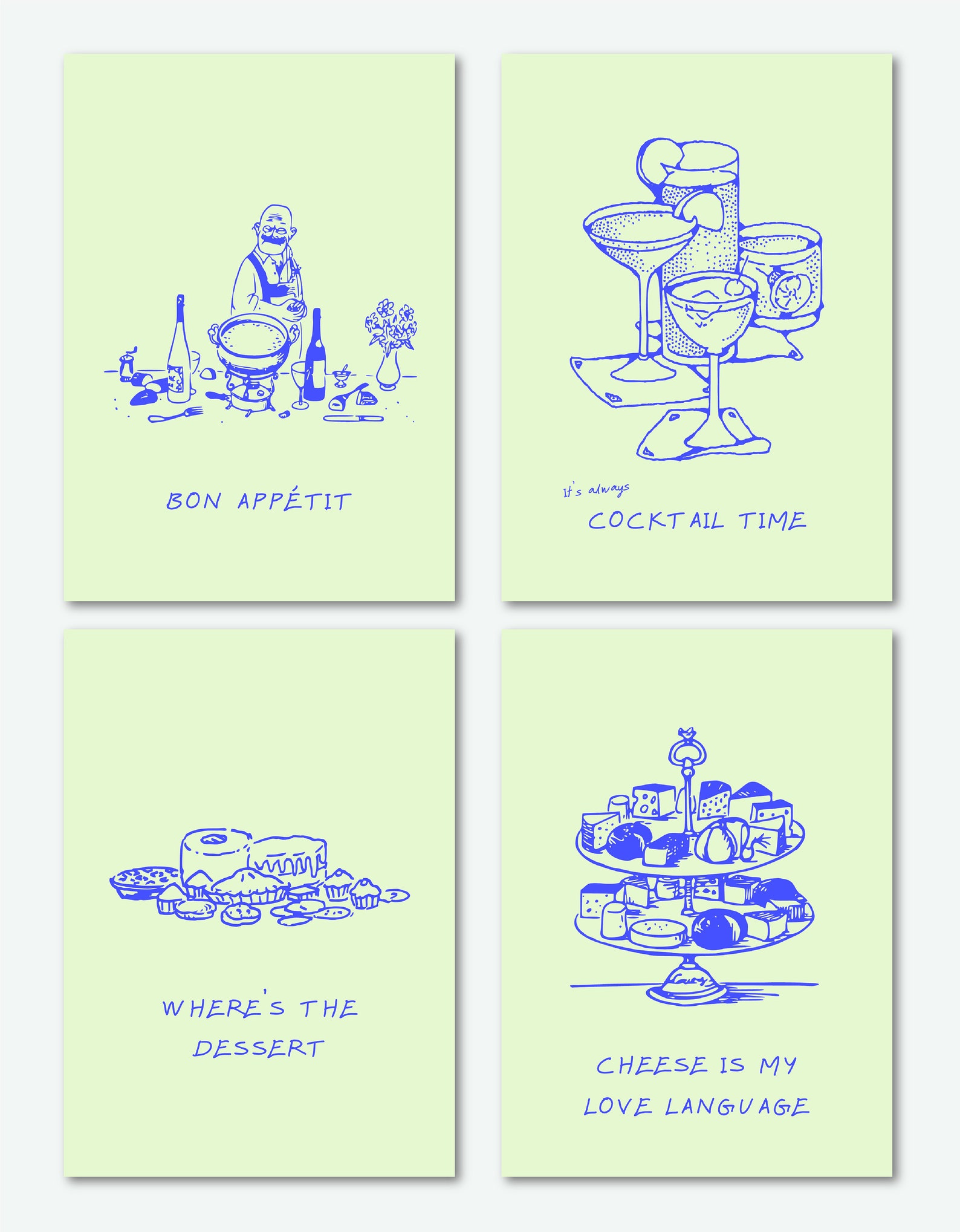 Food Postcard Set | Illustrated Food Postcards | Abstract Art Prints ...