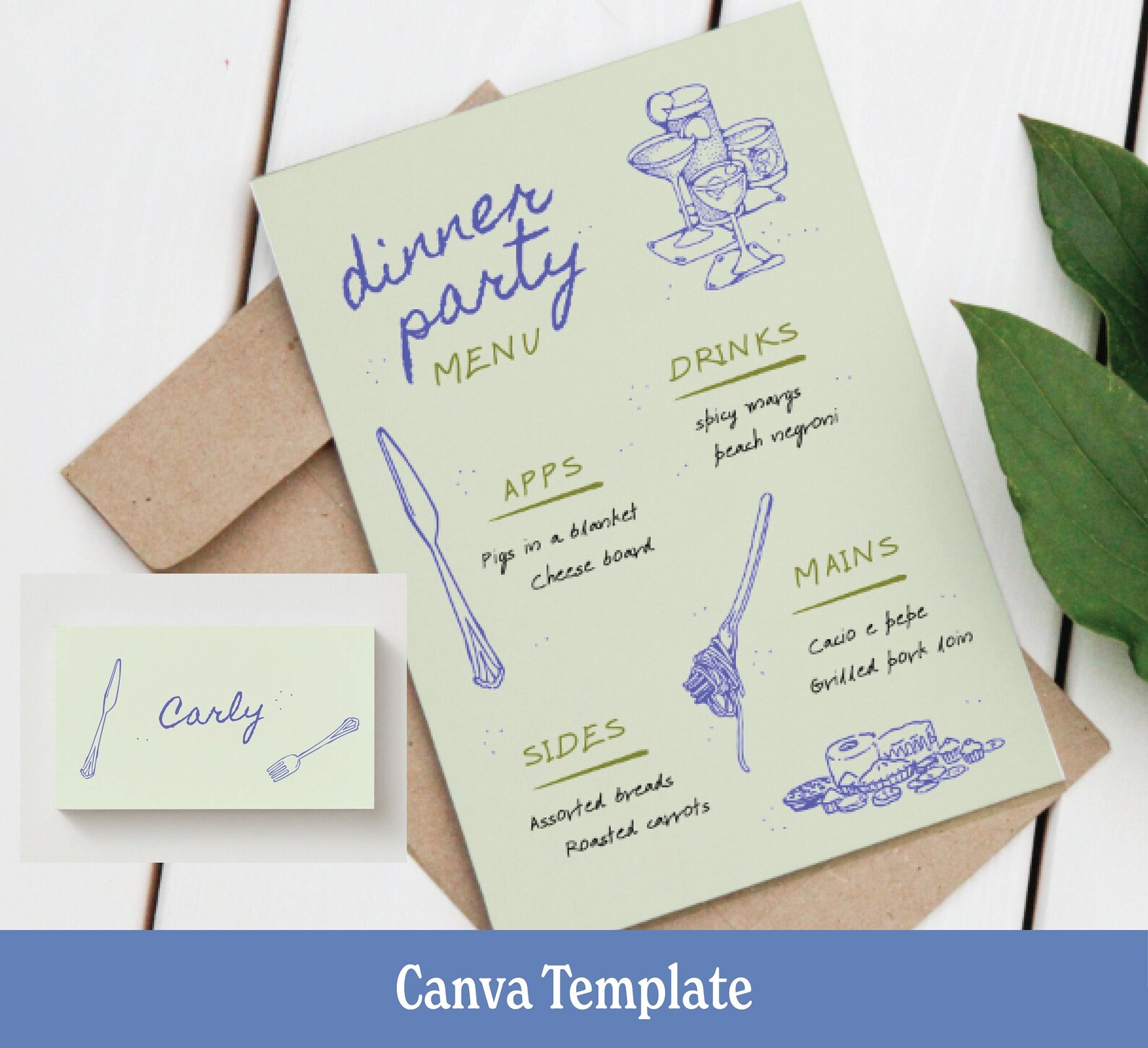 MENU Dinner Party Aesthetic Canva Template Colorful Invite - Etsy