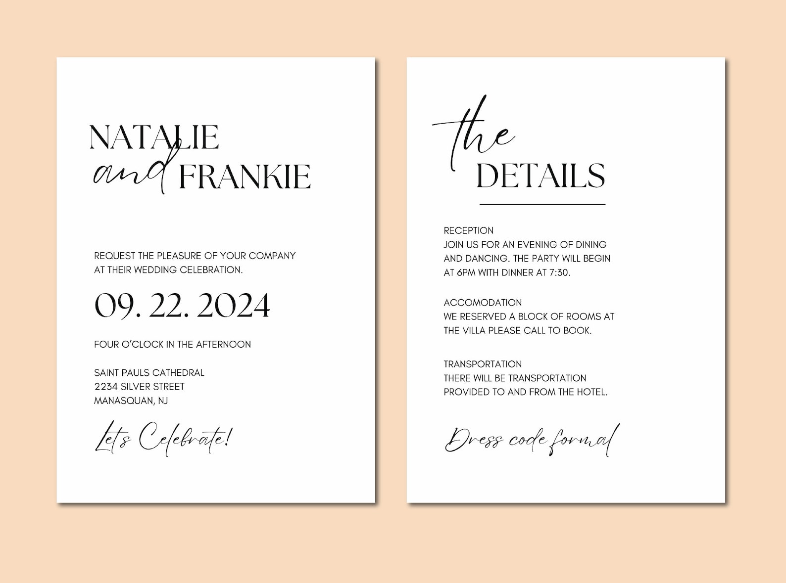 Wedding Invitation With QR Code, Minimal Wedding Invite Suite, Modern ...