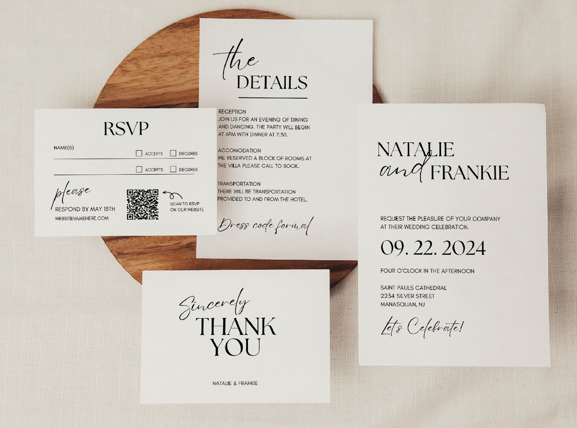 Wedding Invitation With QR Code, Minimal Wedding Invite Suite, Modern ...