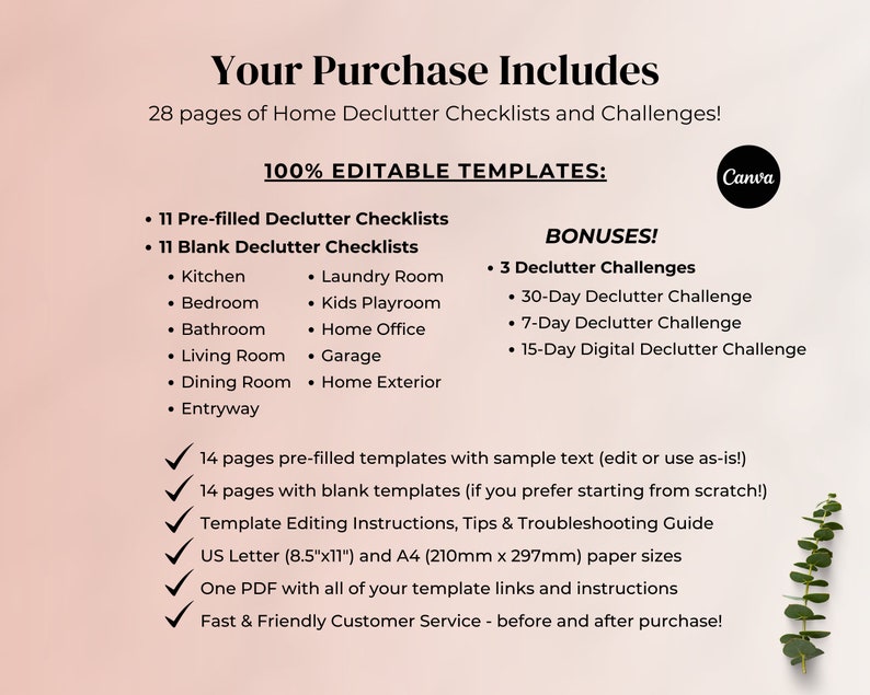 Declutter Checklist Planner Bundle Declutter Challenges, Digital ...