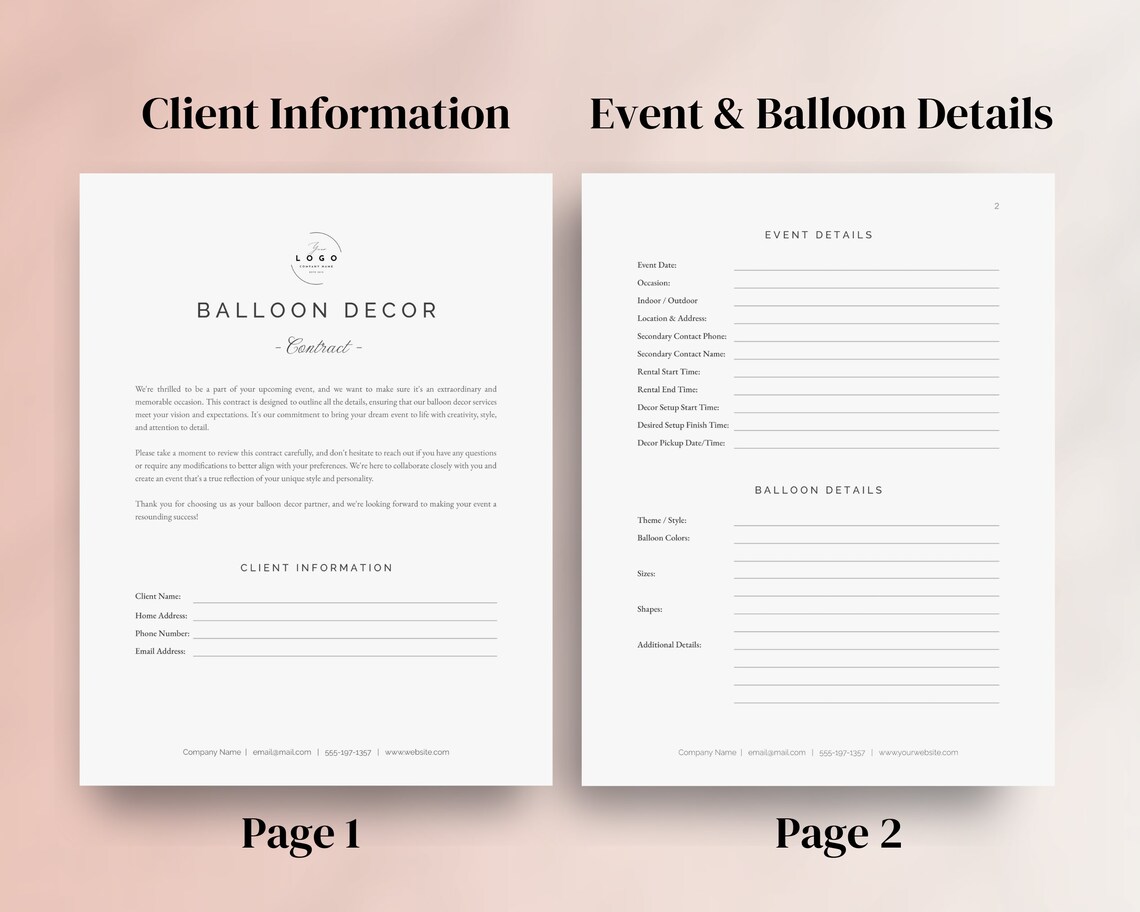 Balloon Contract Template | Event Decor Rental Agreement | Google Docs ...