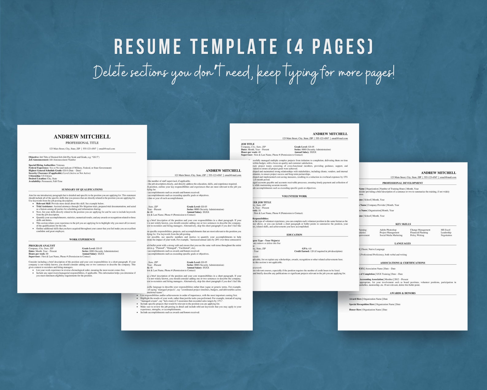 US Federal Resume Template for Word & Google Docs | USAJOBS Government ...