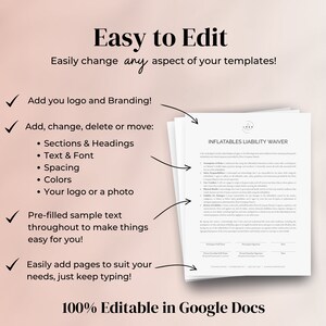 Inflatables Liability Waiver Form Template | Editable, Printable Bounce ...