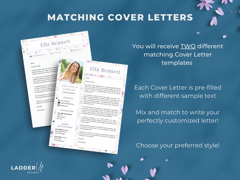 Sorority Resume Template With Photo, Editable Floral Rush Resume ...