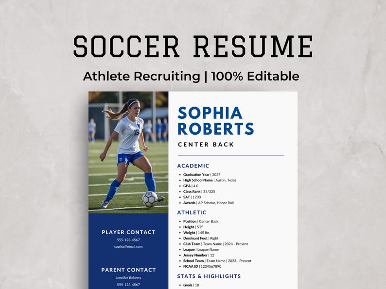 Modèle de CV de football pour le recrutement universitaire | CV ...