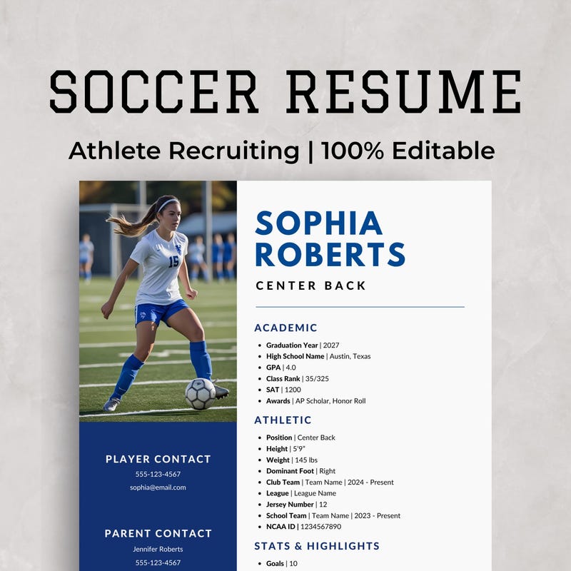 Sports Resume Canva - Etsy