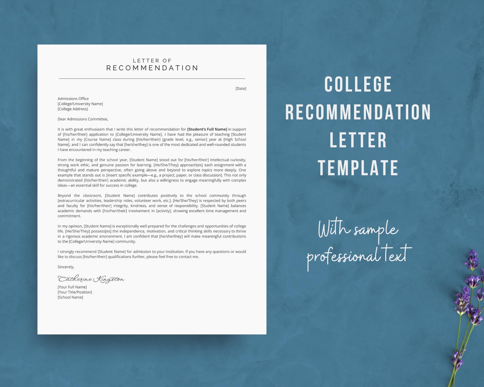 College Admission Recommendation Letter Template | High School Student ...