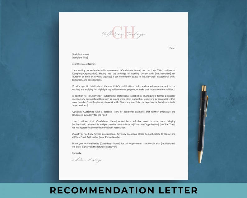 Recommendation Letter Template | Professional Job Application ...