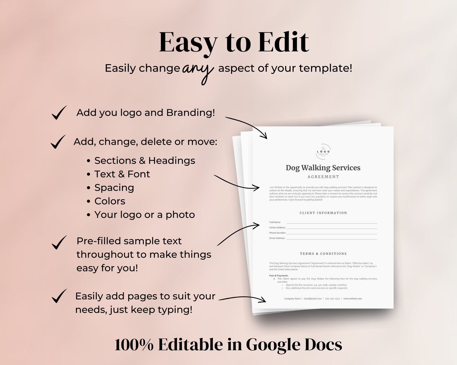 Dog Walking Contract Template & New Client Intake Form | Editable ...