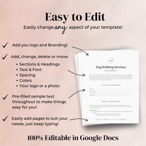 Dog Walking Contract Template & New Client Intake Form | Editable ...