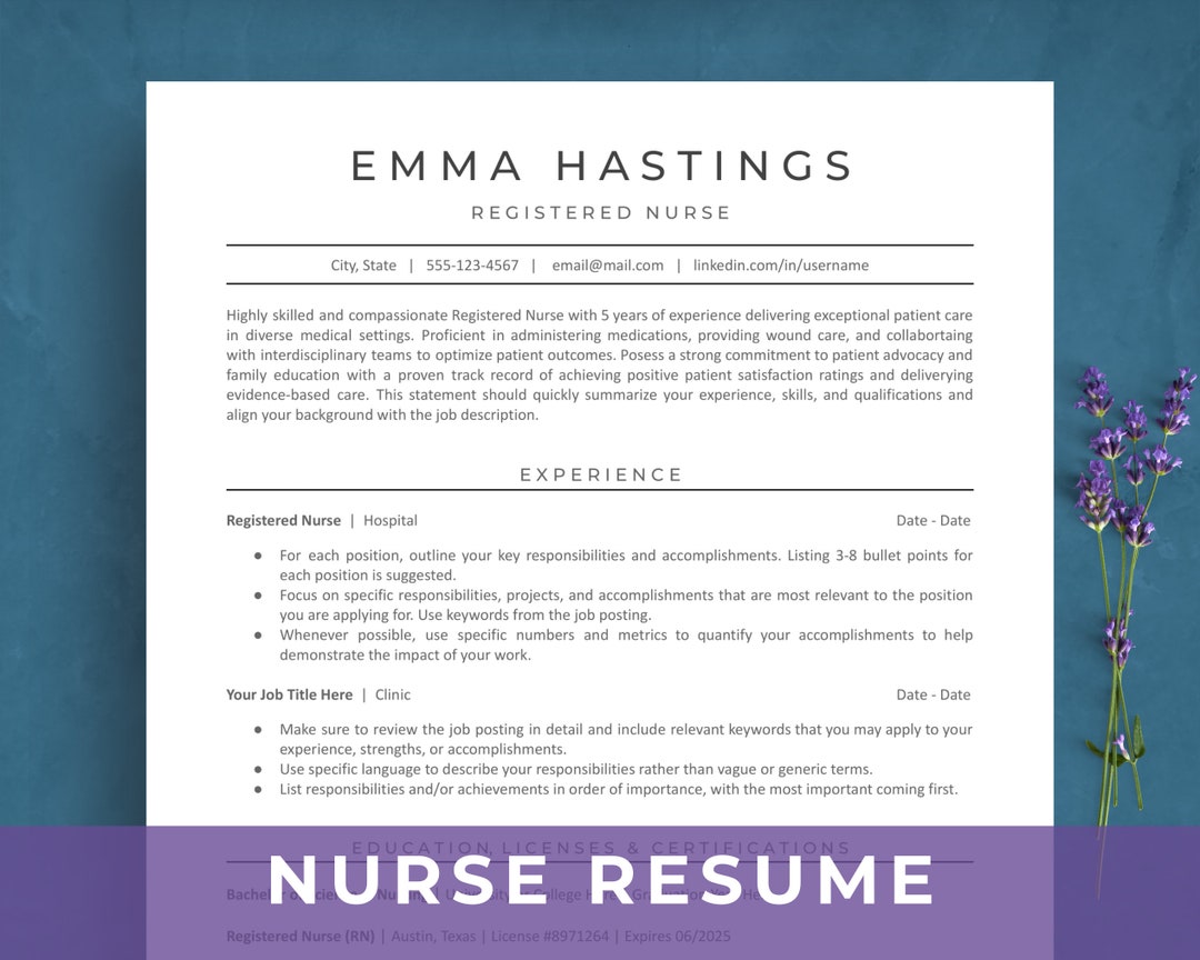 Google Docs Nurse ATS Friendly Resume Template | Nursing Resume & Cover ...