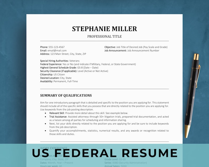 US Federal Resume Template for Word & Google Docs | USAJOBS Government ...