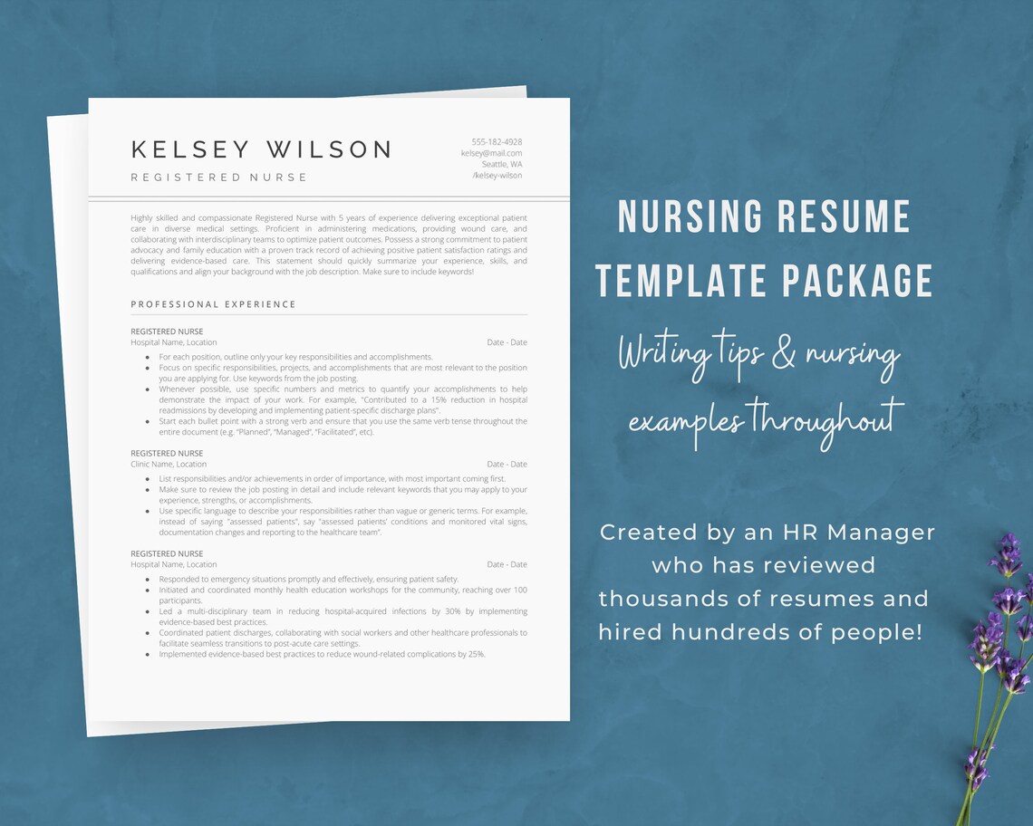 Google Docs Nursing Resume Template | Simple ATS Friendly CV for Travel ...