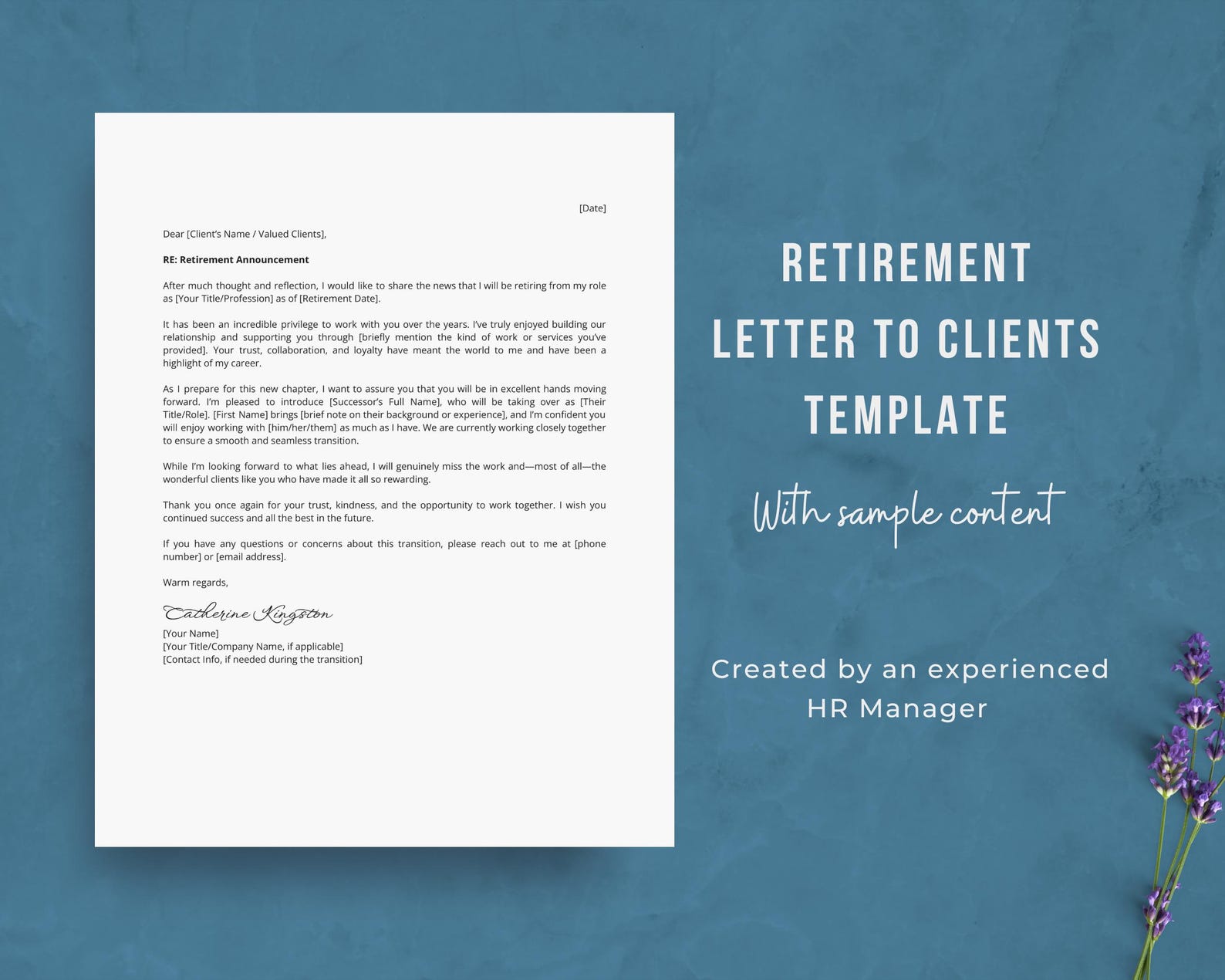 Retirement Letter to Clients Template | Editable Retirement Notice ...