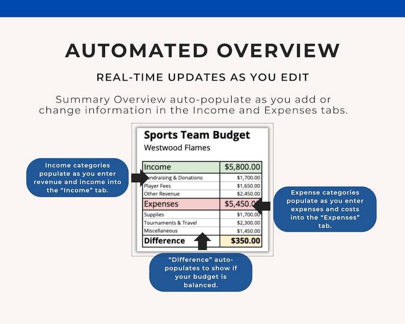 Sports Team Budget Spreadsheet | Simple & Editable Sports Budget ...