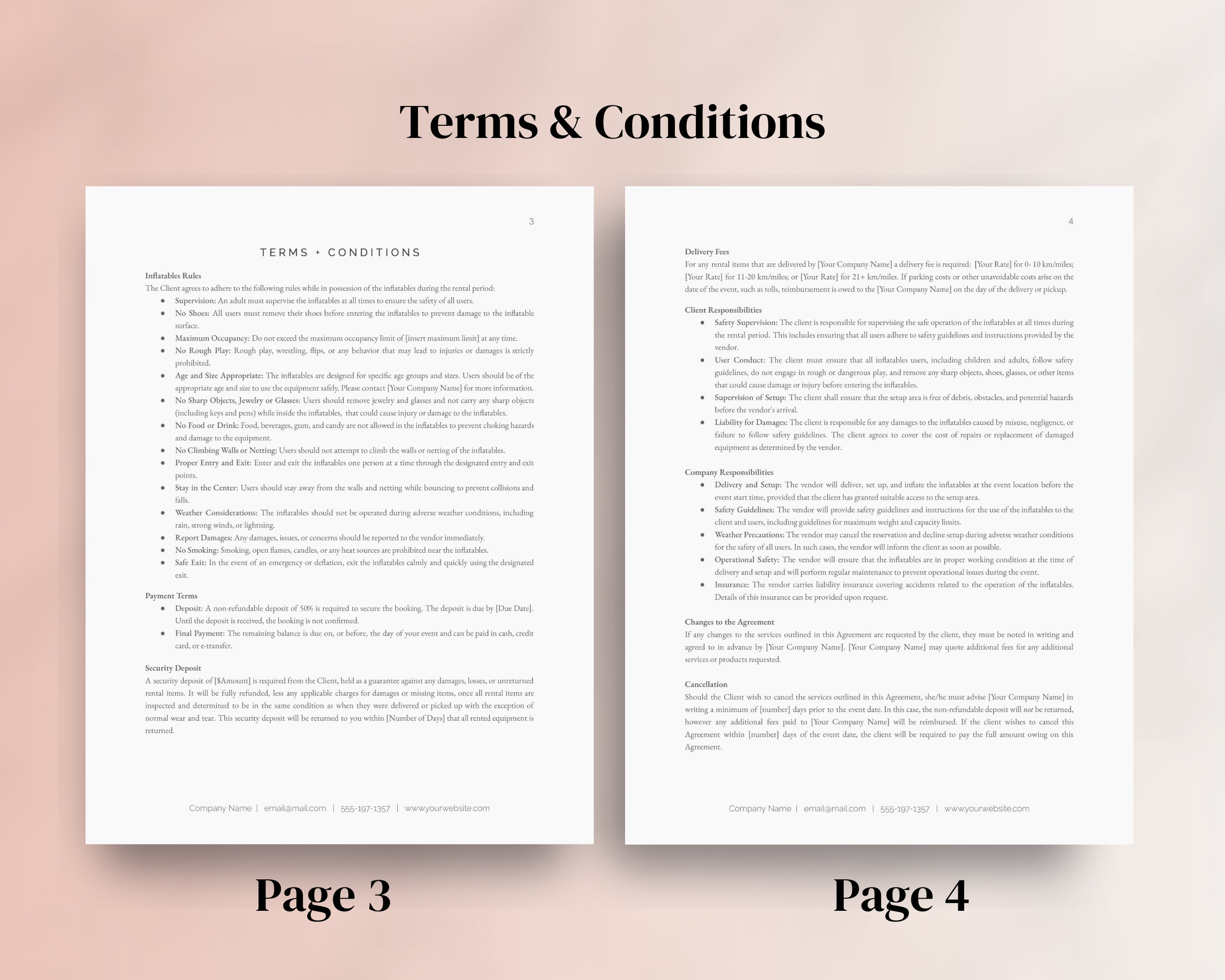 Inflatables Rental Agreement Template | Editable Bounce House Contract ...