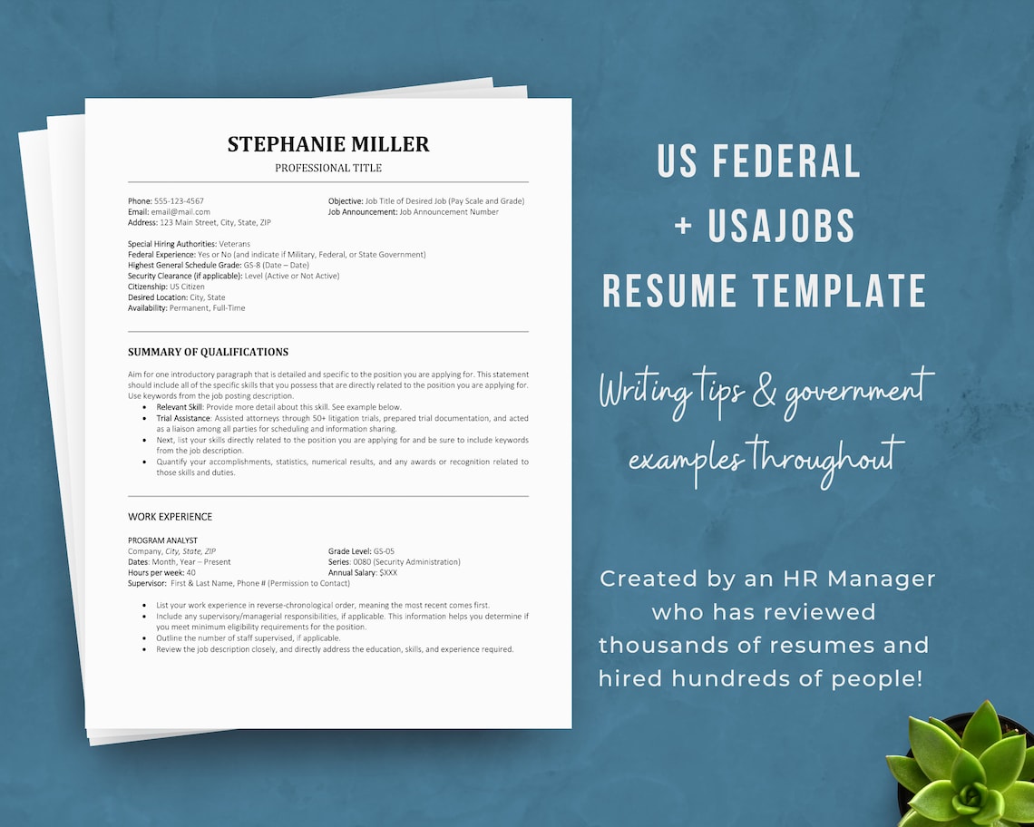 US Federal Resume Template for Word & Google Docs | USAJOBS Government ...