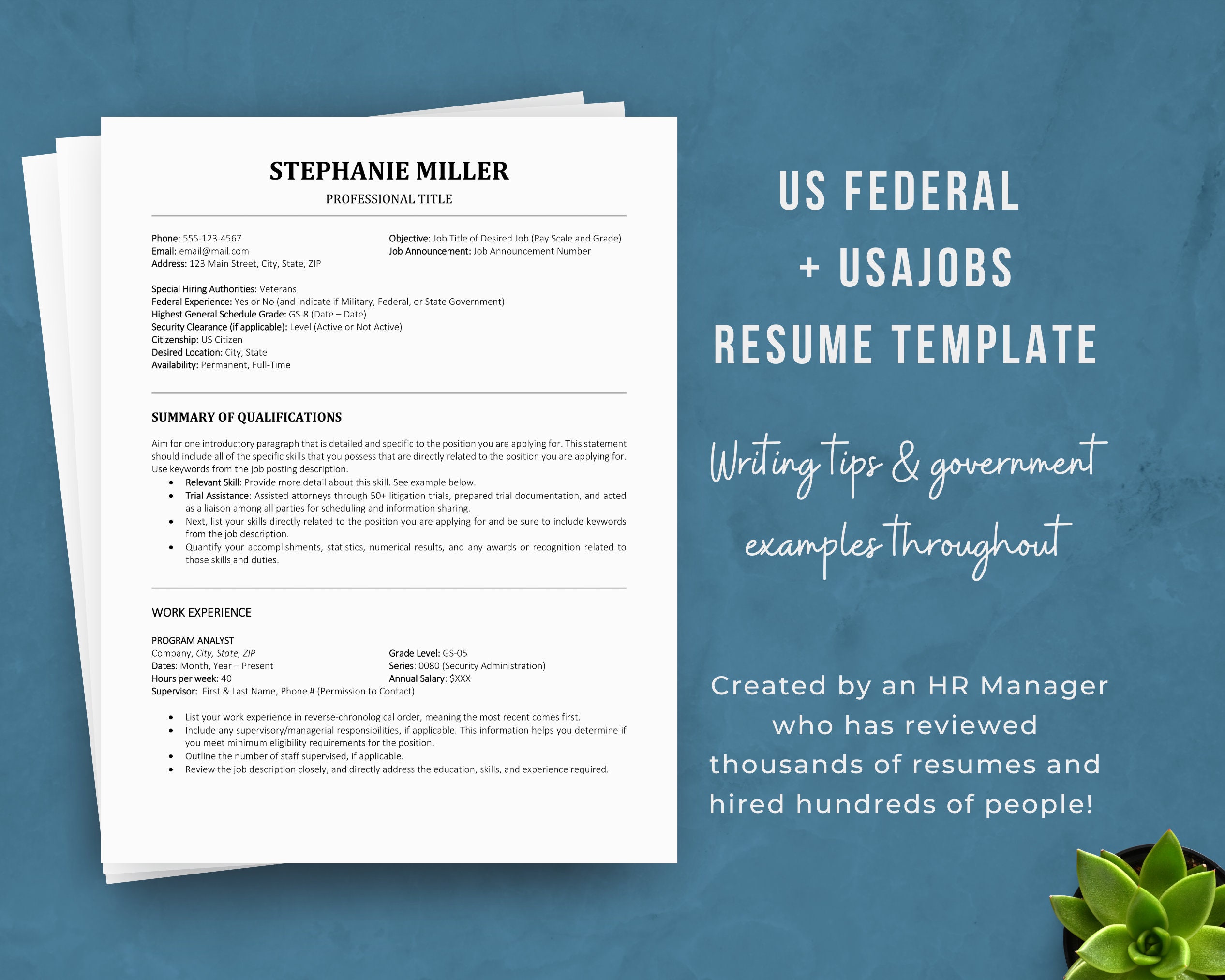 US Federal Resume Template for Word & Google Docs | USAJOBS Government ...