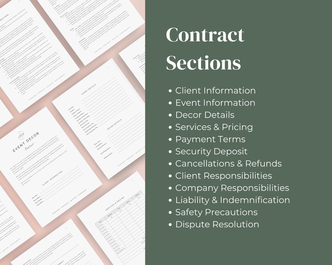 Event Decor Contract Template | Party Decorating Rental Service ...