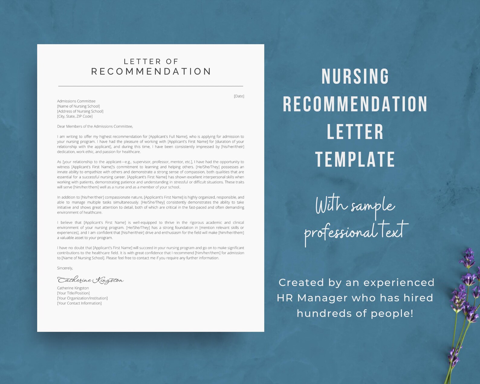 Nursing School Recommendation Letter Template | Nurse Letter of ...