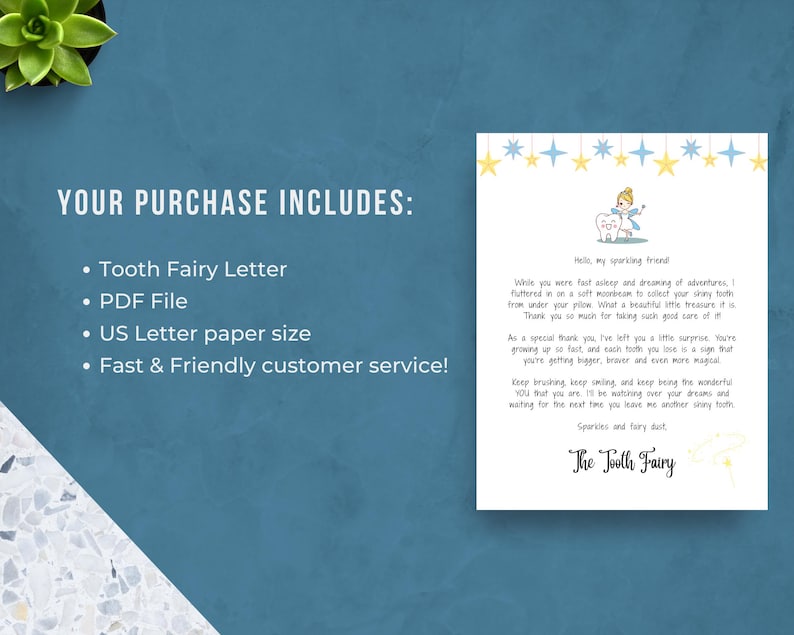 Tooth Fairy Letter | Printable Tooth Fairy Note | Lost Tooth ...