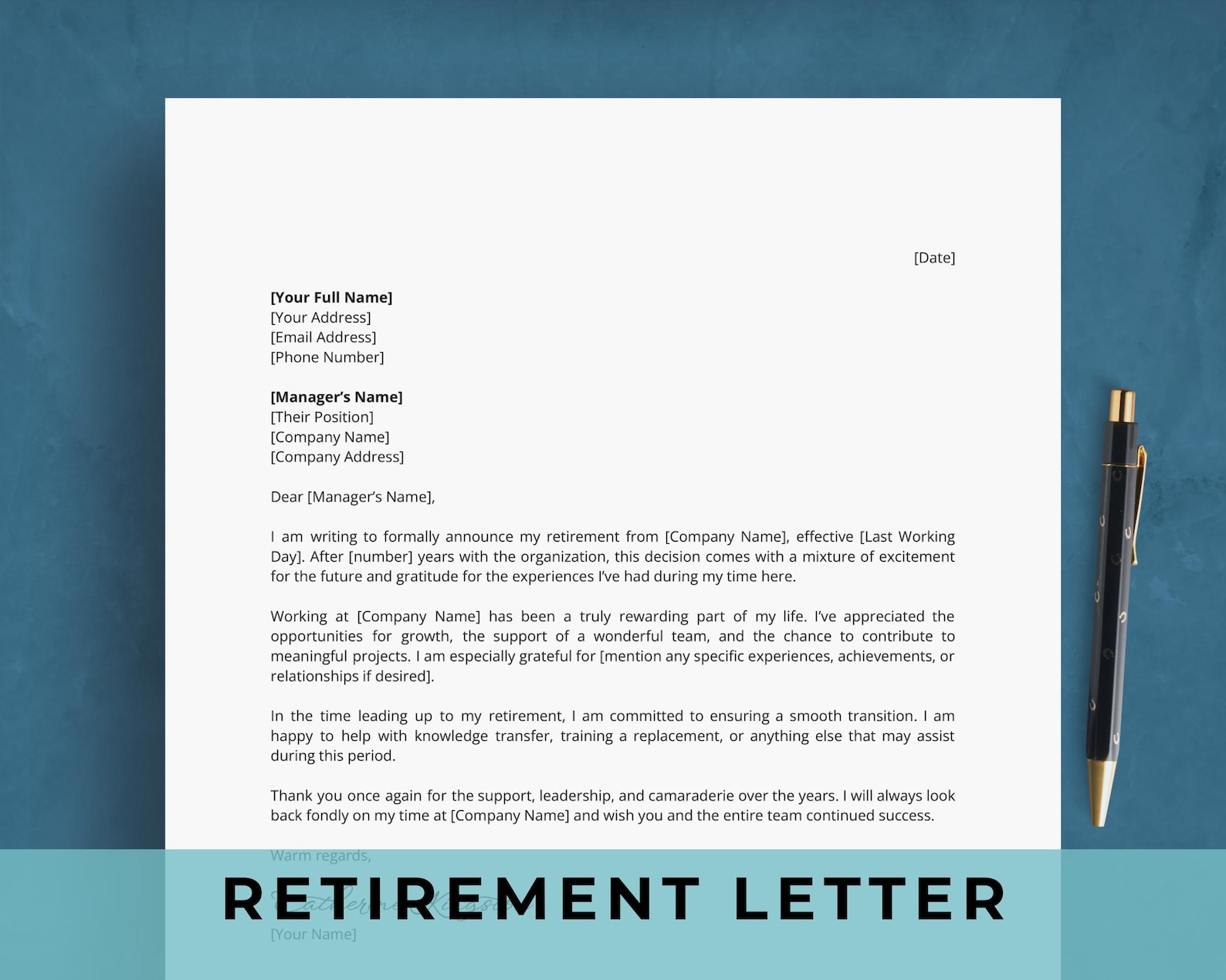 Retirement Letter Template | Letter of Retirement | Professional ...