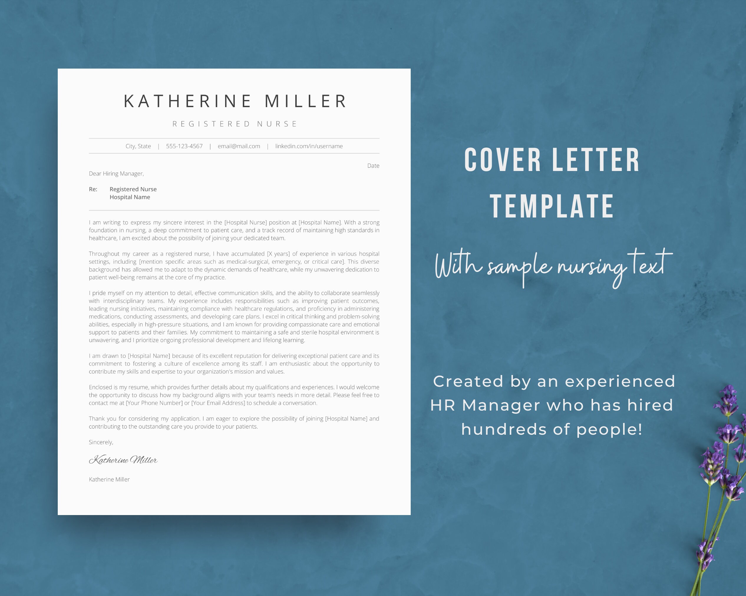 Nursing Cover Letter Template With Sample Text | Hospital Nurse, Travel ...