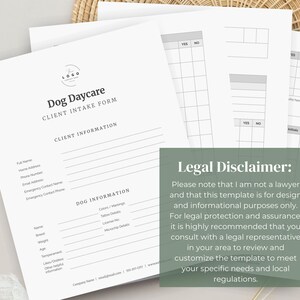 Dog Daycare New Client Intake Form Template | Editable Doggy Day Care ...