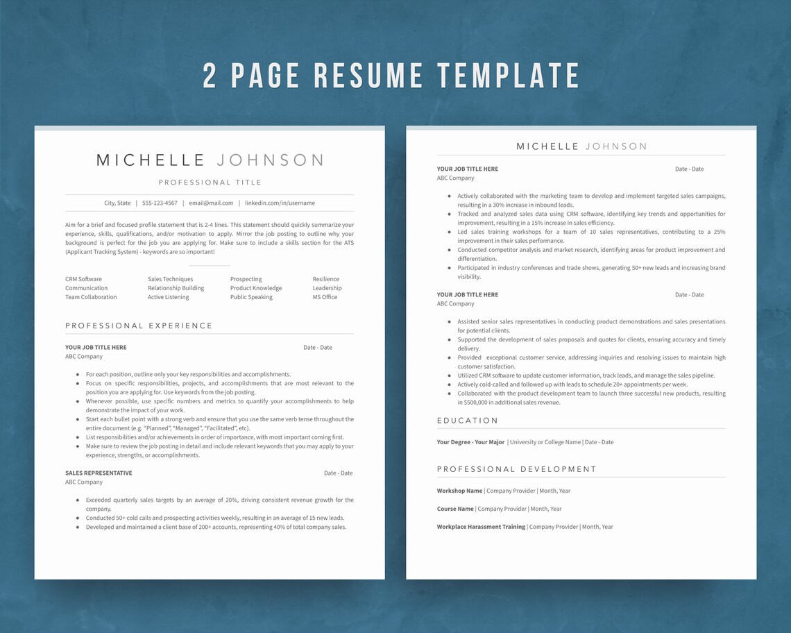 Google Docs ATS Resume Template Simple Professional CV - Etsy