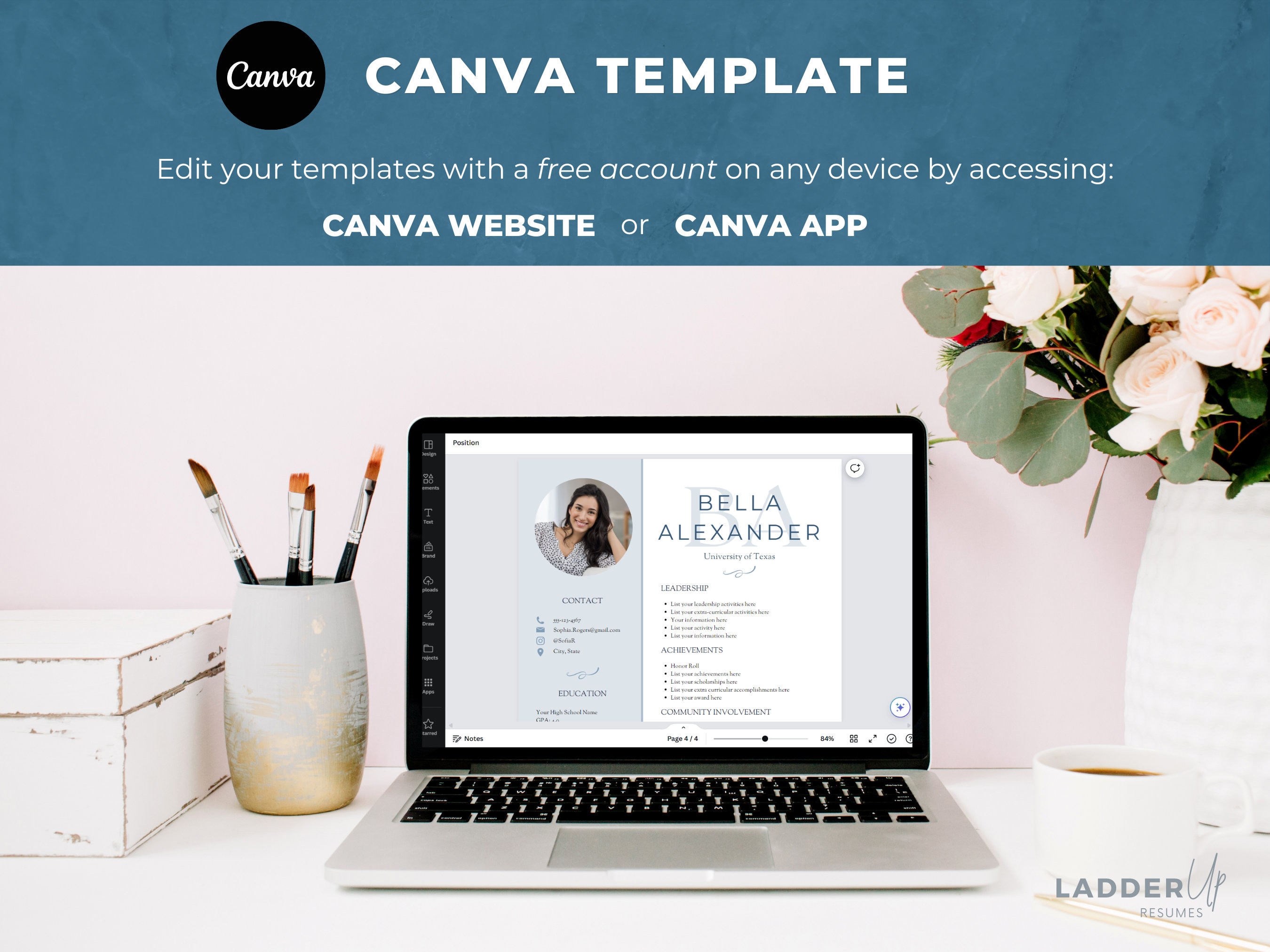 Sorority Resume Template | Light Blue Rush Resume Template for Sorority ...