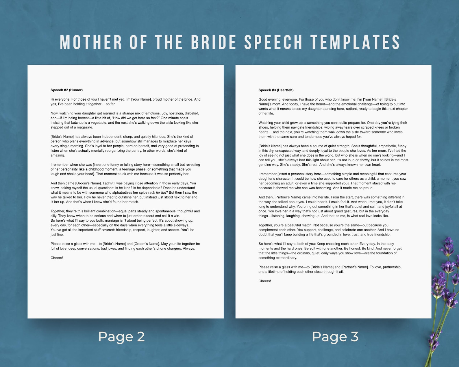 Editable Mother of the Bride Speech Templates | 3 Mom Wedding Speech ...