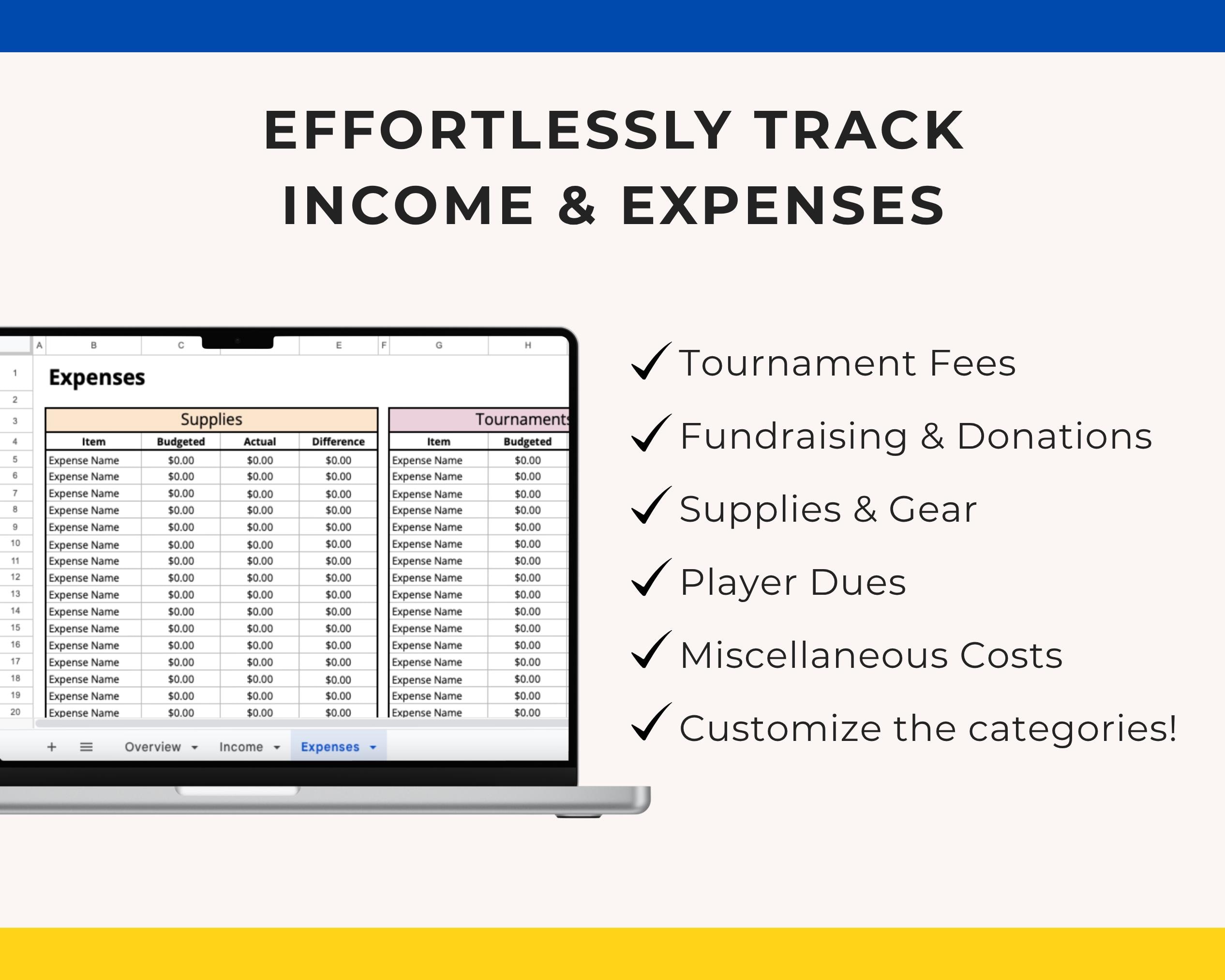 Sports Team Budget Spreadsheet | Simple & Editable Sports Budget ...