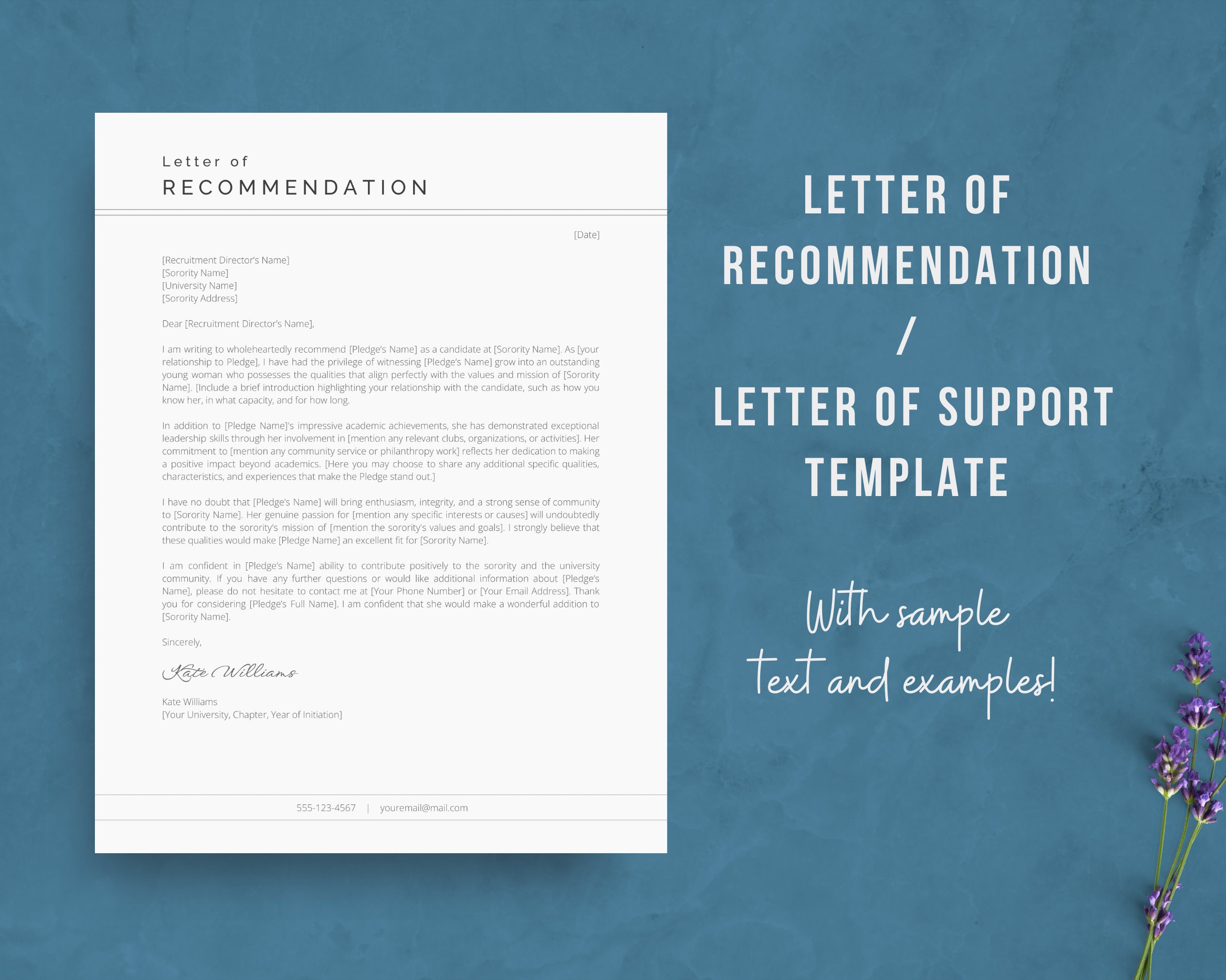 Sorority Letter of Recommendation Template | Letter of Support Example ...
