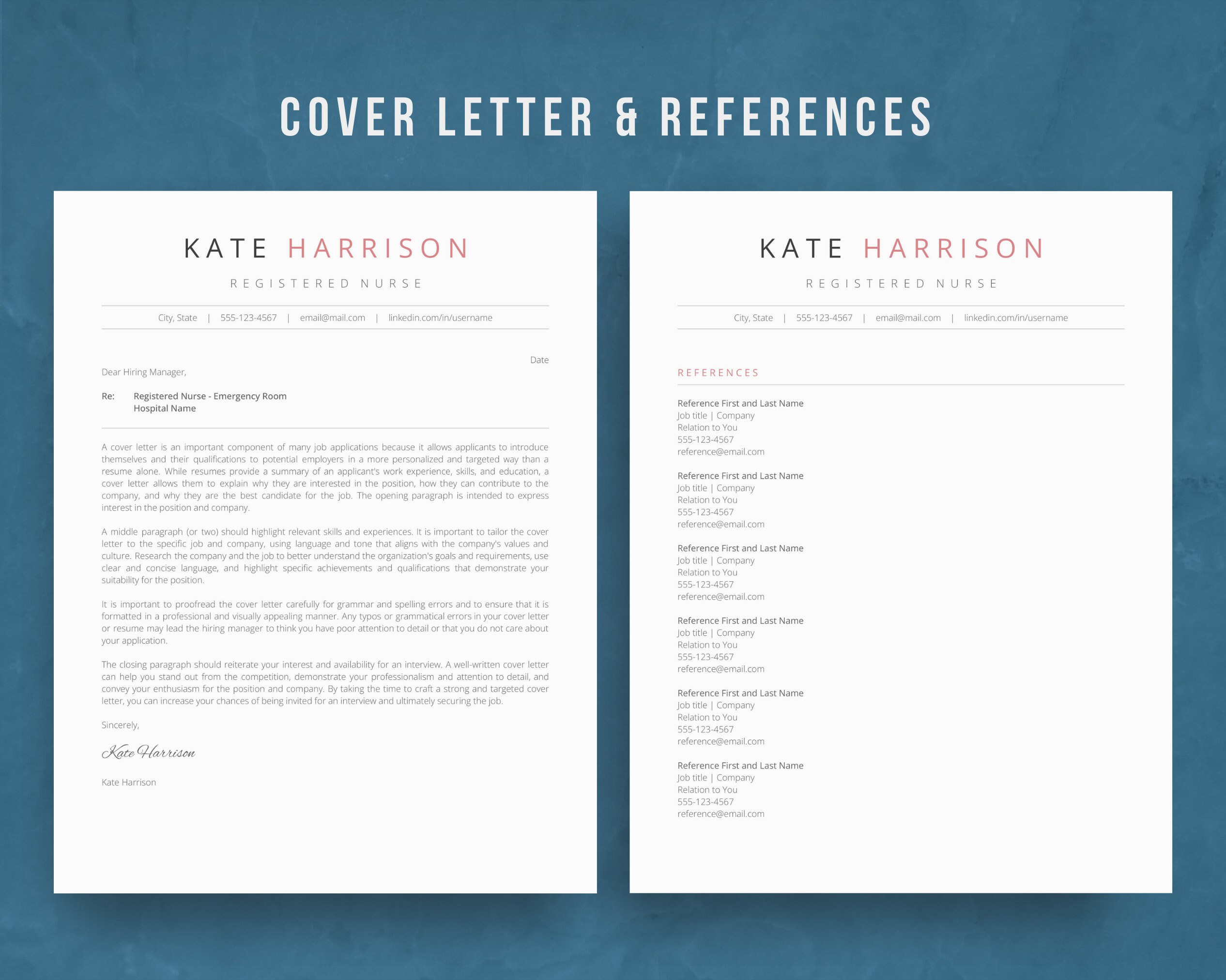 Nurse Resume Template for Google Docs | Nursing Cover Letter | Simple, Professional CV | for RN ...