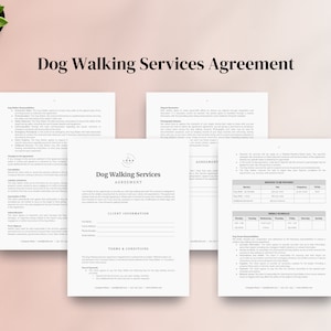 Dog Walking Contract Template & New Client Intake Form | Editable ...