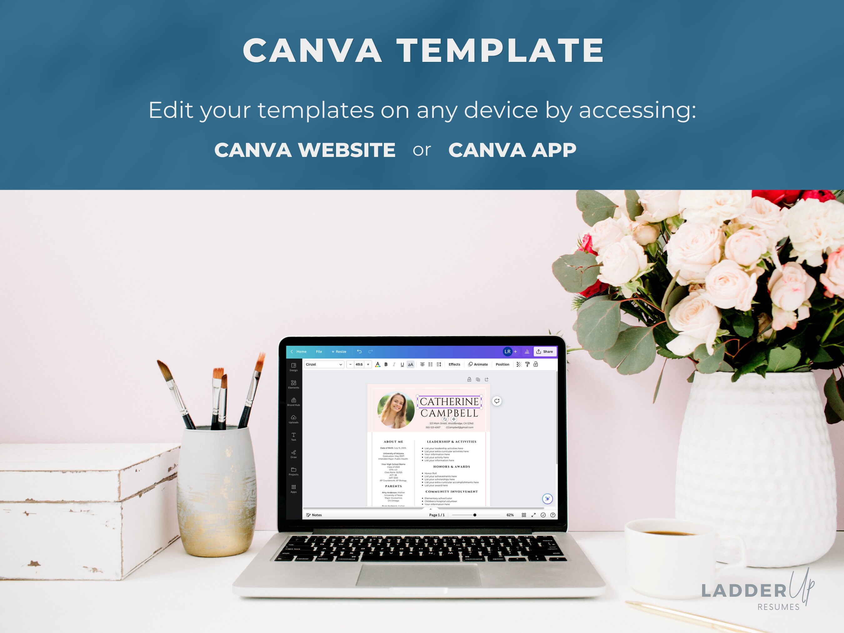 Sorority Resume Template With Photo, Pink Rush Resume and Sample Cover ...