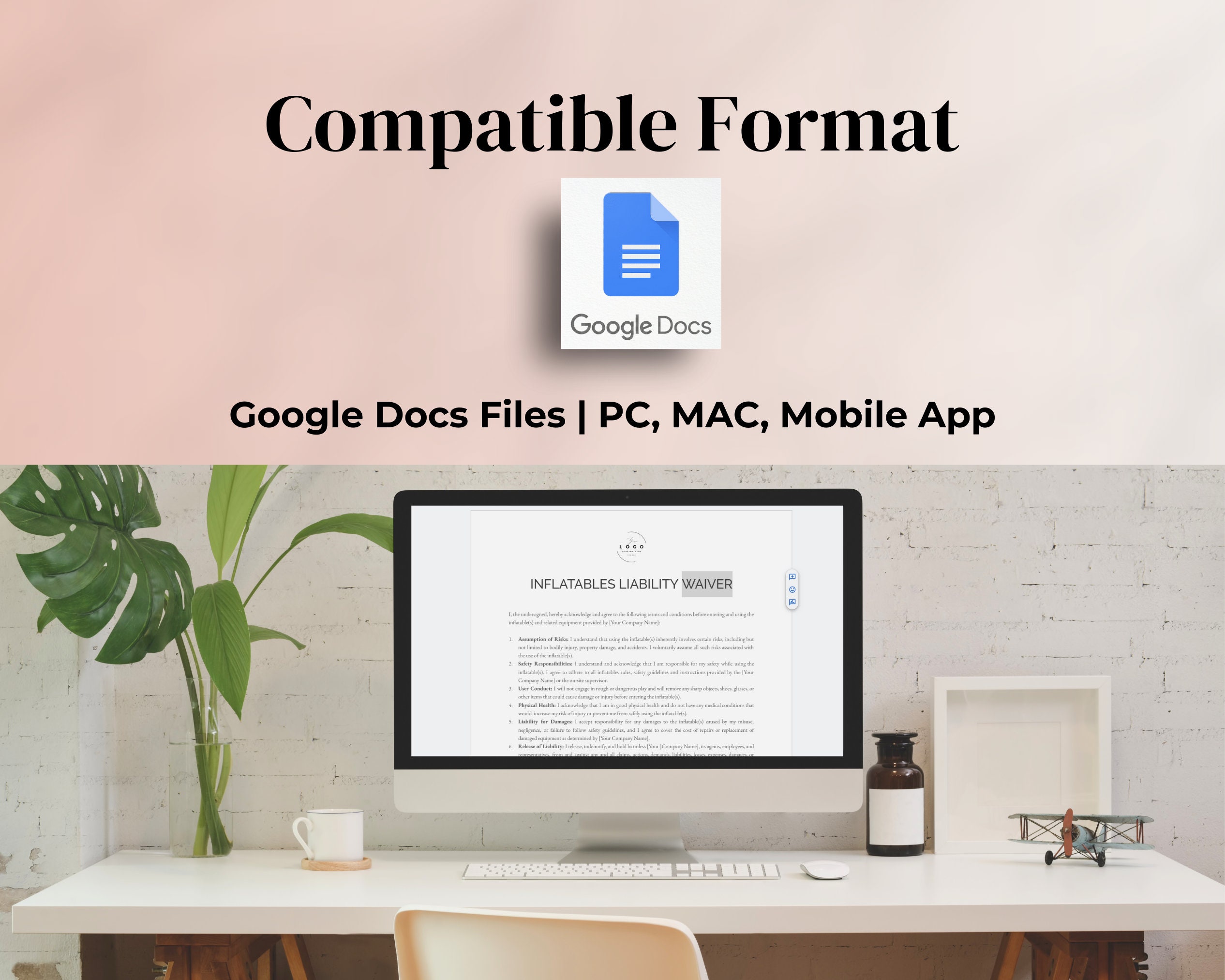 Inflatables Liability Waiver Form Template | Editable, Printable Bounce House Rental Agreement ...