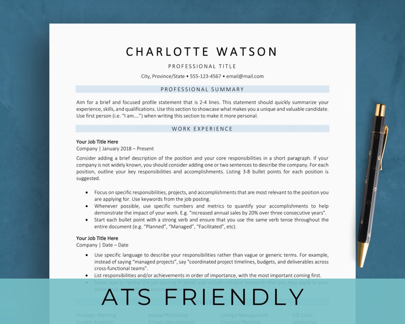 Simple ATS Resume Template for Microsoft Word, Modern ATS Friendly ...