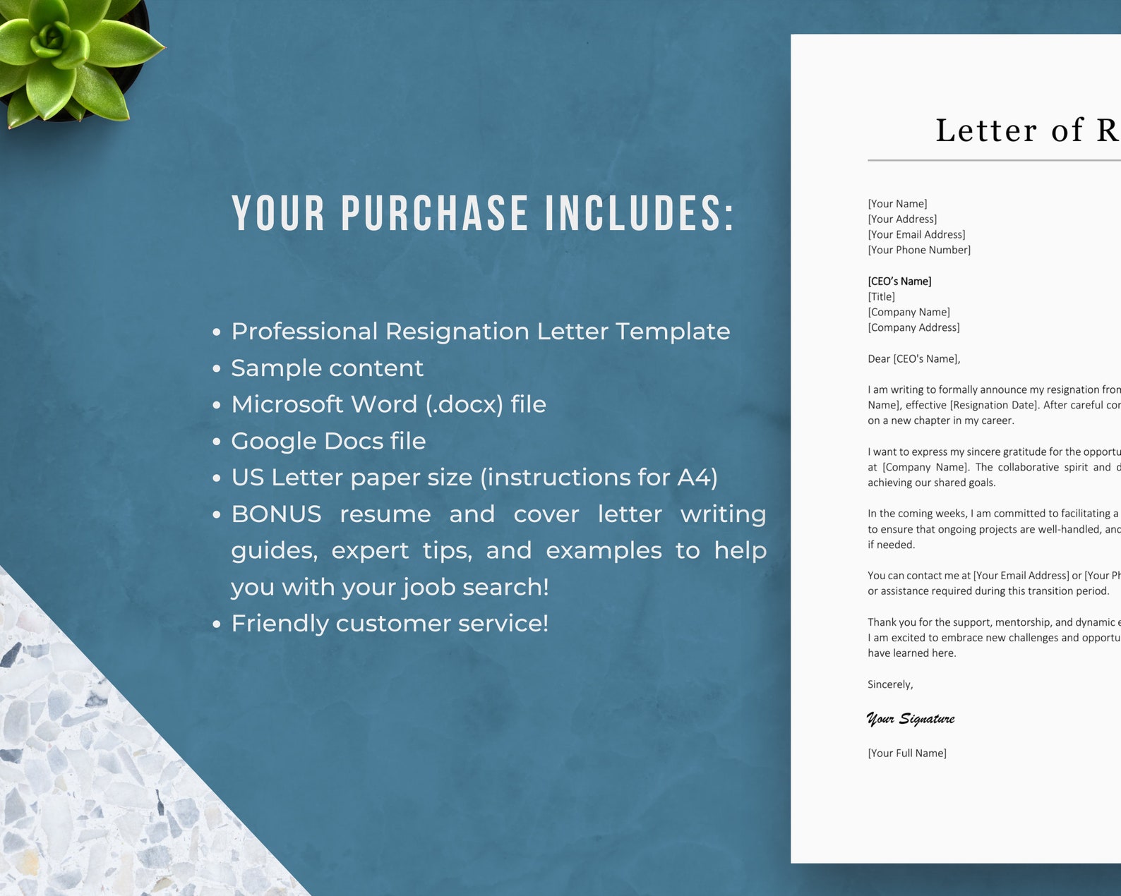 Executive Resignation Letter Template for Word & Google Docs ...