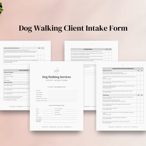 Dog Walking Contract Template & New Client Intake Form | Editable ...