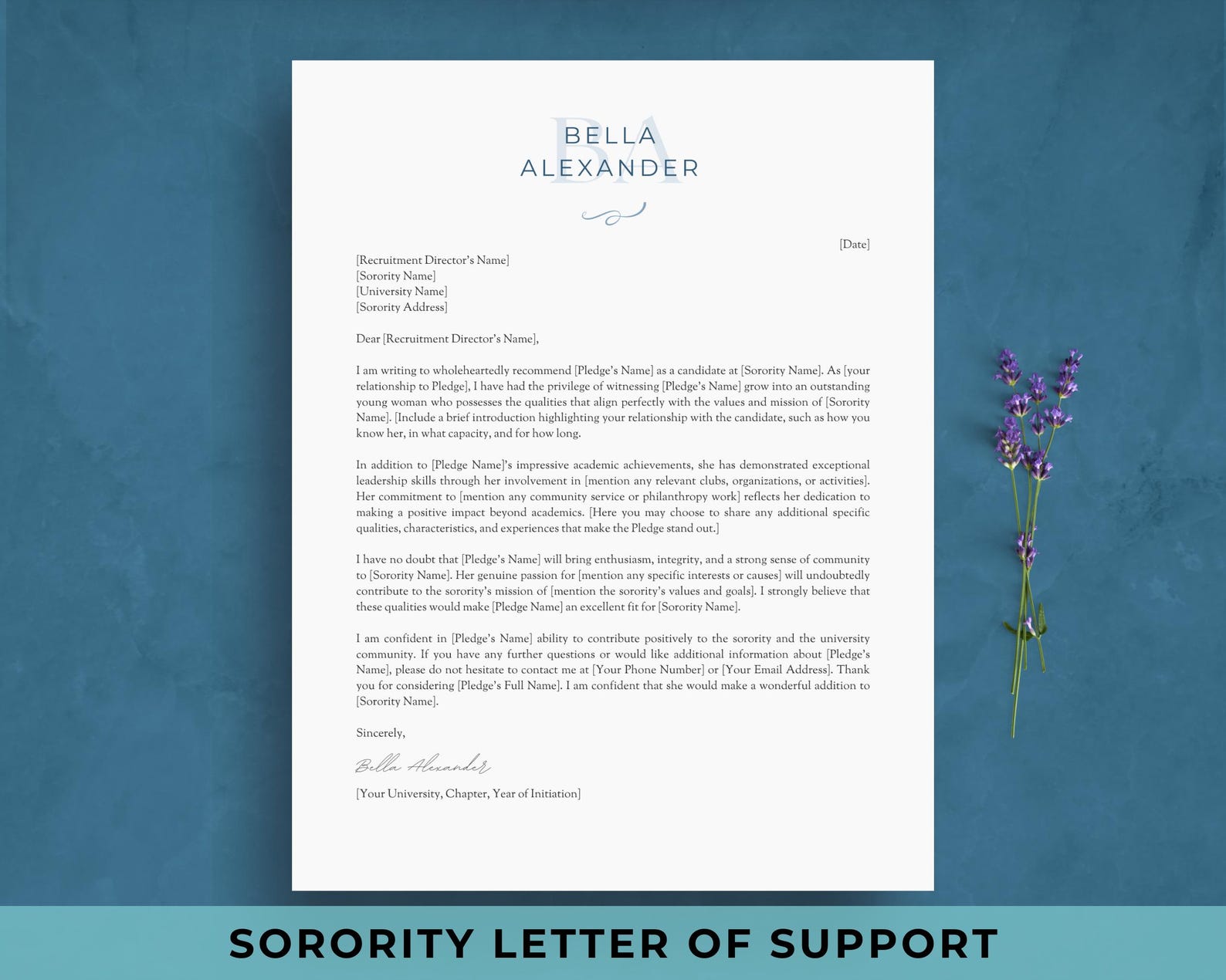 Sorority Recommendation Letter Template | Sorority Recruitment Letter ...