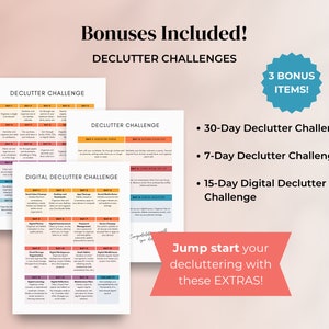 Declutter Checklist Planner Bundle | Declutter Challenges, Digital Declutter, ADHD Cleaning ...