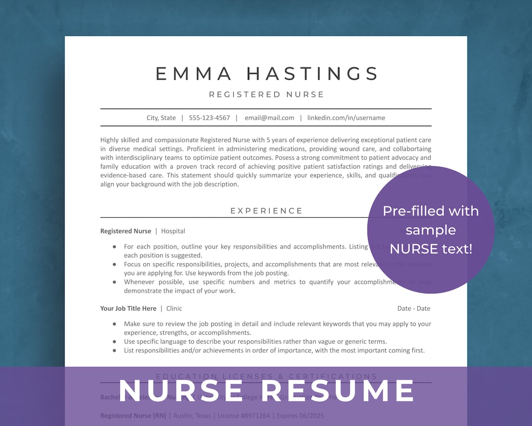 Nurse ATS Friendly Resume Template Google Docs, Nursing Resume & Cover ...