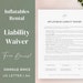 Inflatables Liability Waiver Form Template | Editable, Printable Bounce ...