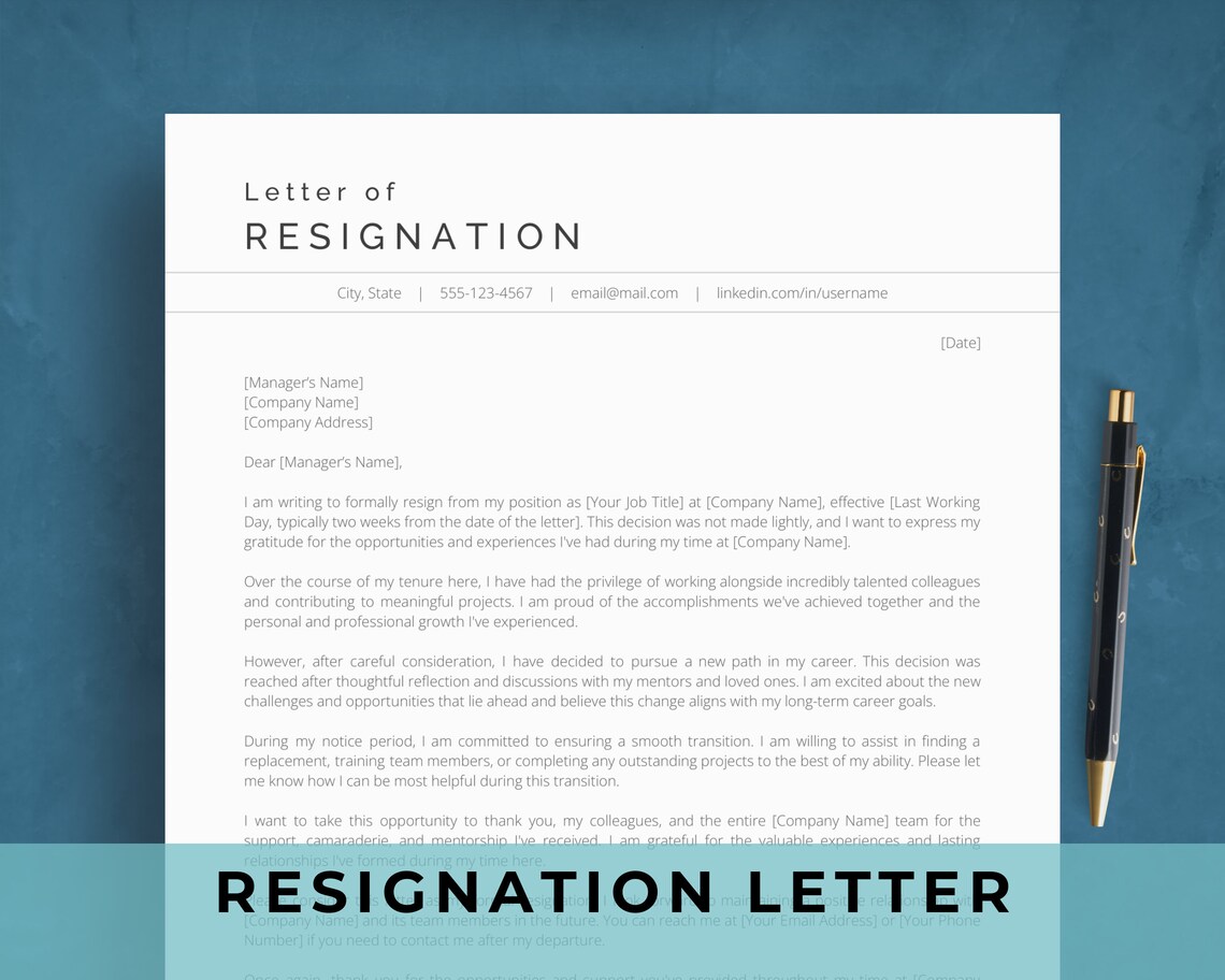 Google Docs Resignation Letter Template Heartfelt Professional 2 Weeks ...